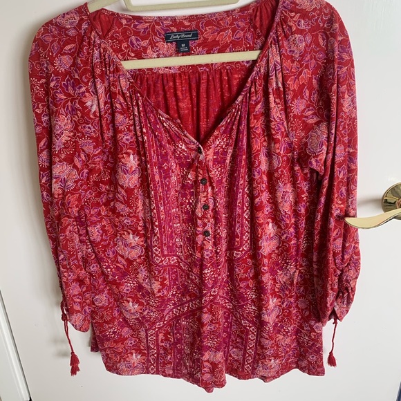 Lucky Brand | Tops | Lucky Brand Red Peasant Top | Poshmark